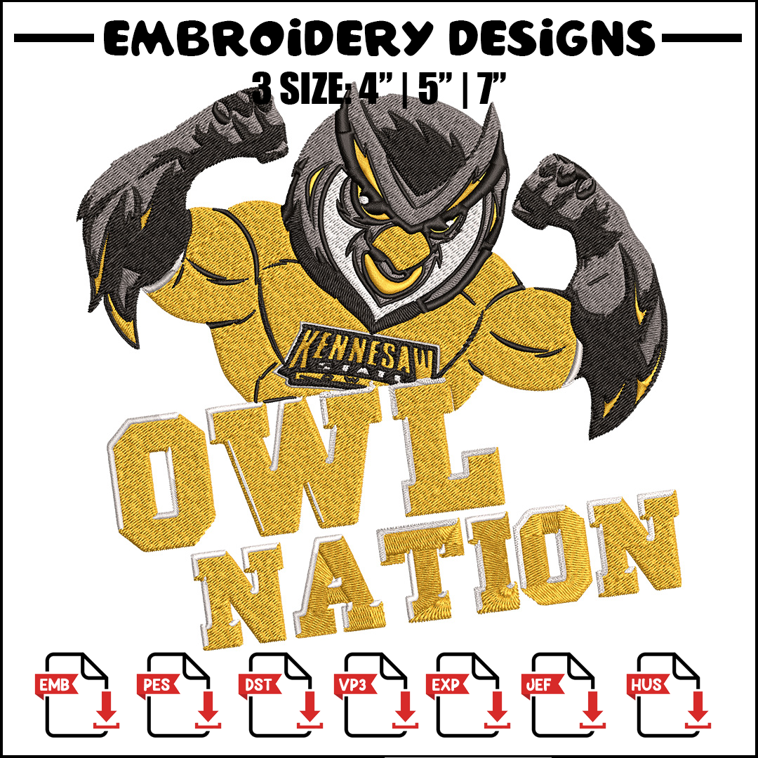 Kennesaw State mascot embroidery design,NCAA embroidery, Emb | Inspire ...