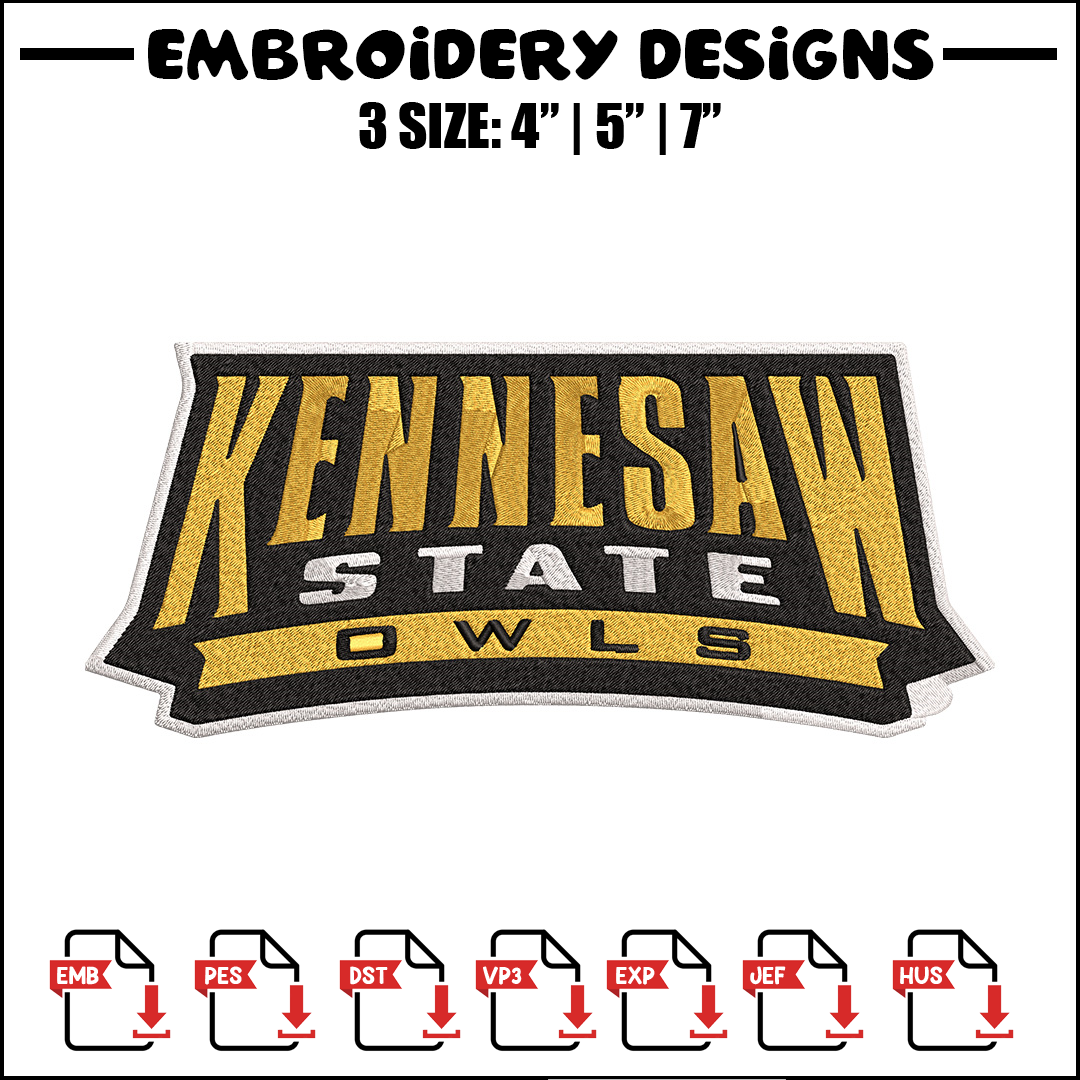 Kennesaw State Owls Logo embroidery design, NCAA embroidery, | Inspire ...