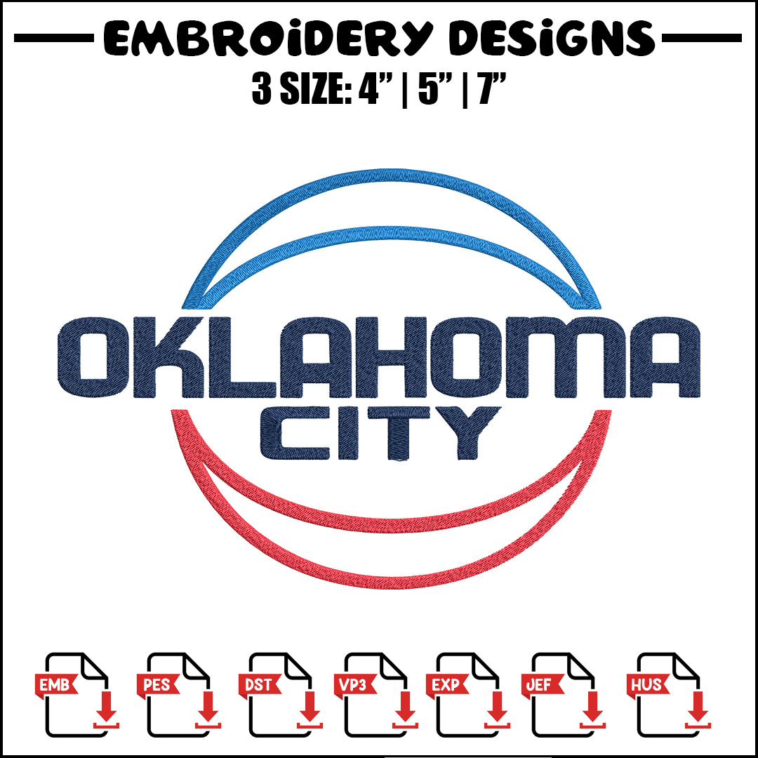 Oklahoma Thunder logo embroidery design, NBA embroidery, Spo | Inspire ...