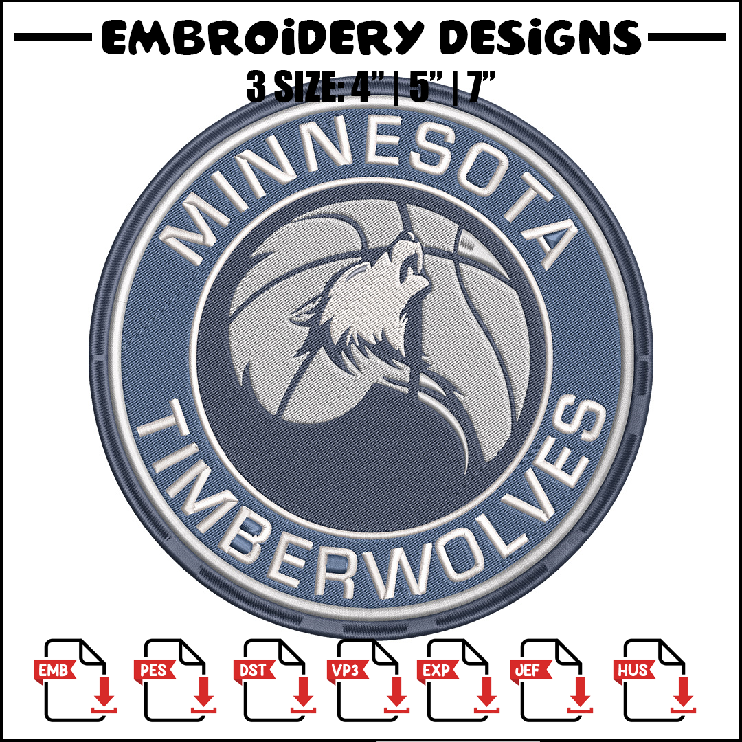 Timberwolves logo embroidery design, NBA embroidery, Sport e | Inspire ...
