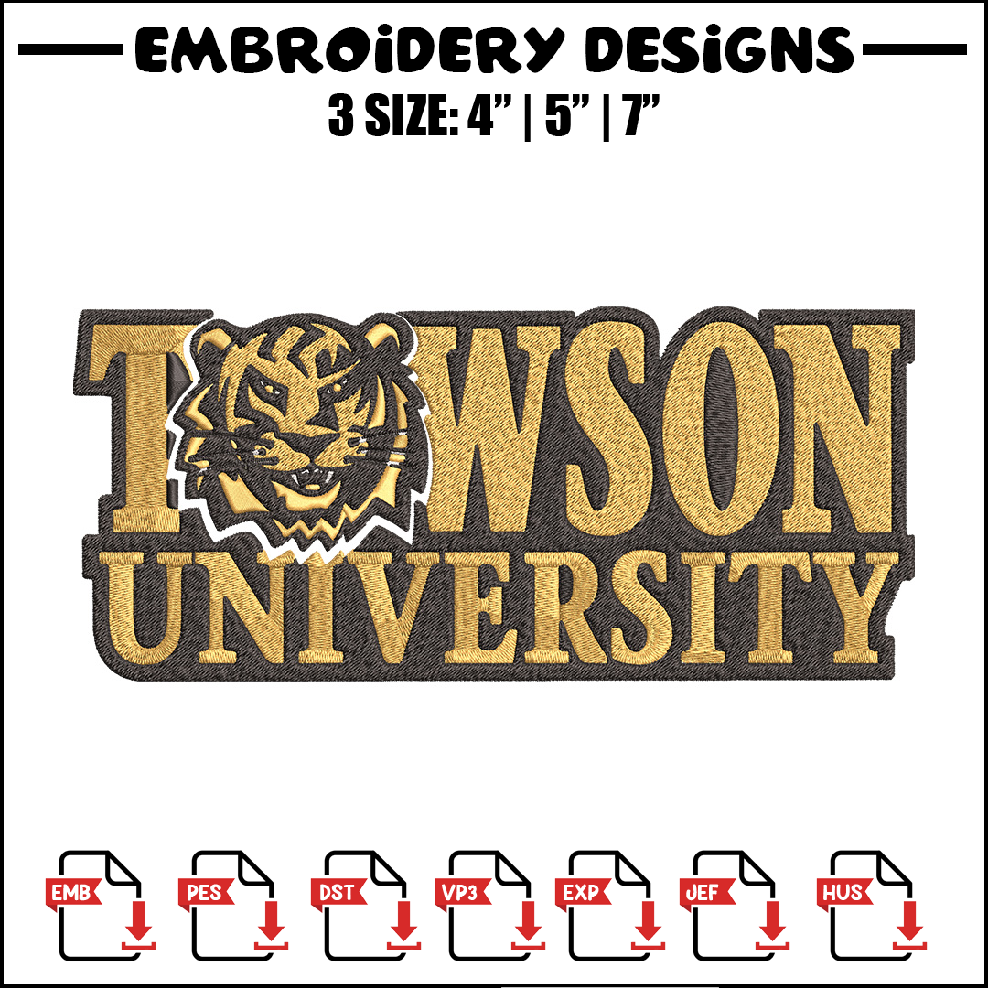 Towson University logo embroidery design,NCAA embroidery,Emb - Inspire ...