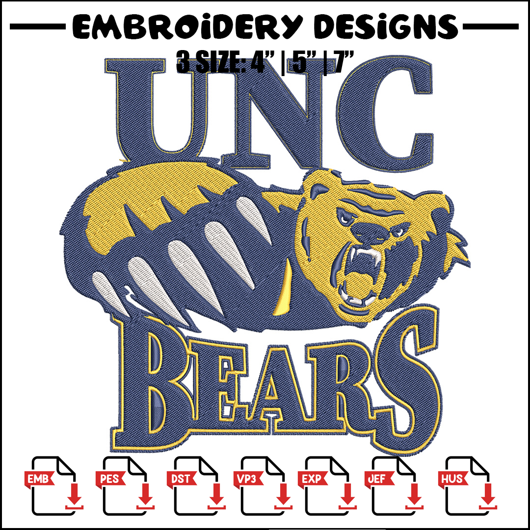 UNC Bears logo embroidery design, NCAA embroidery, Sport emb | Inspire ...