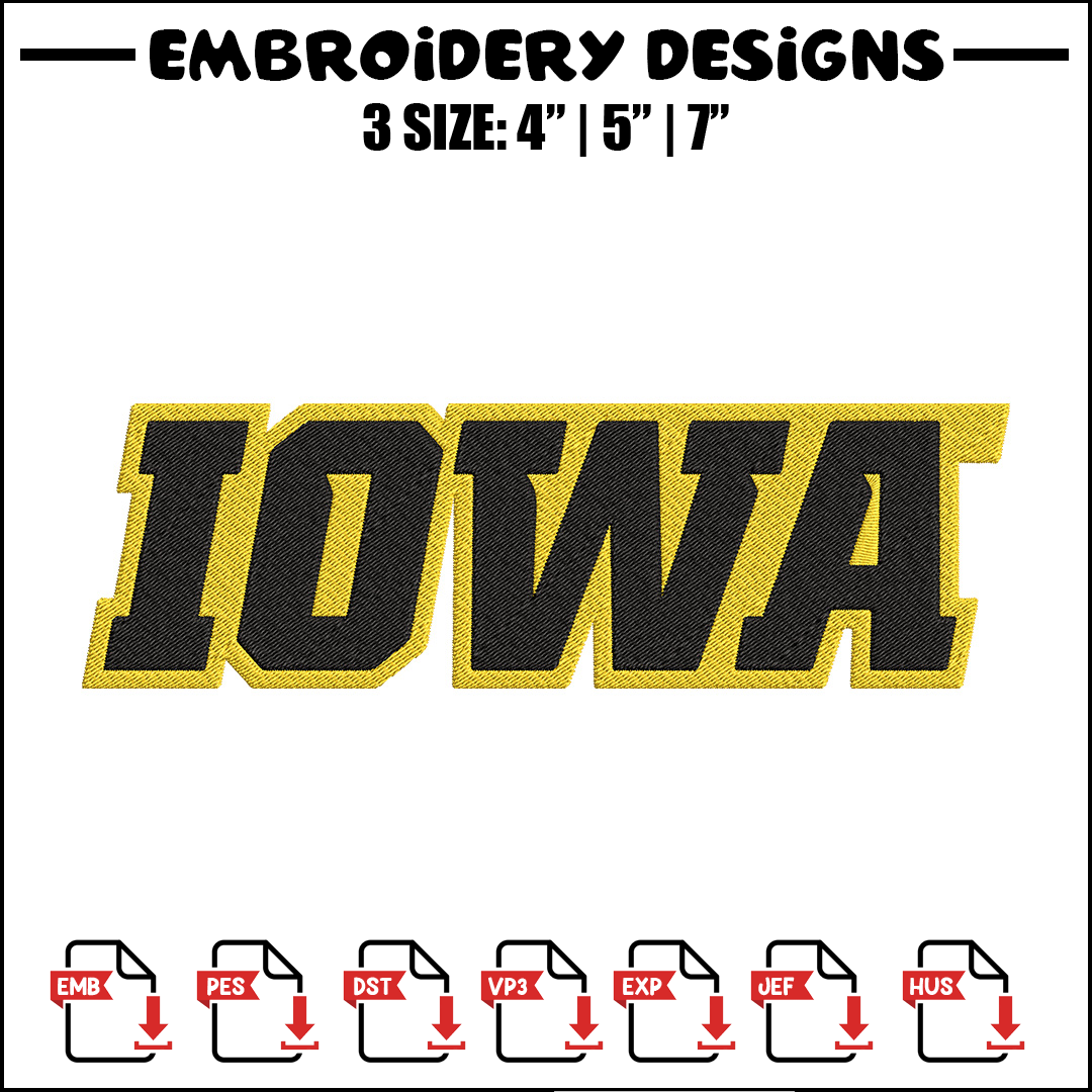 University of Iowa logo embroidery design, NCAA embroidery, | Inspire ...