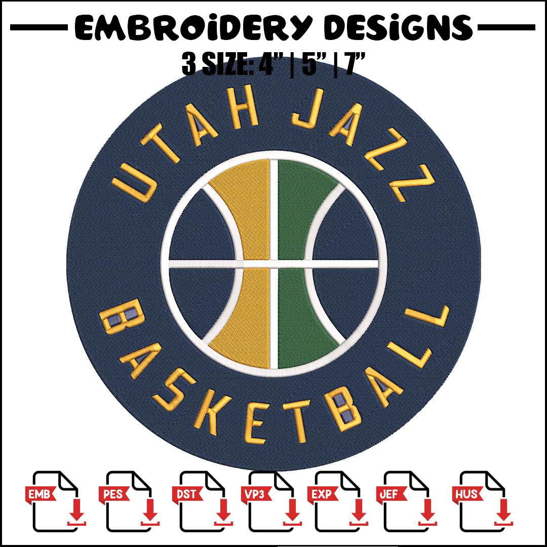 Utah Jazz logo embroidery design, NBA embroidery, Sport embr - Inspire ...