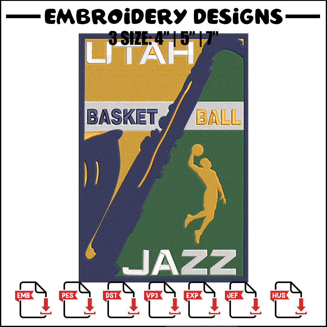 Utah Jazz logo embroidery design, NBA embroidery, Sport embr - Inspire ...