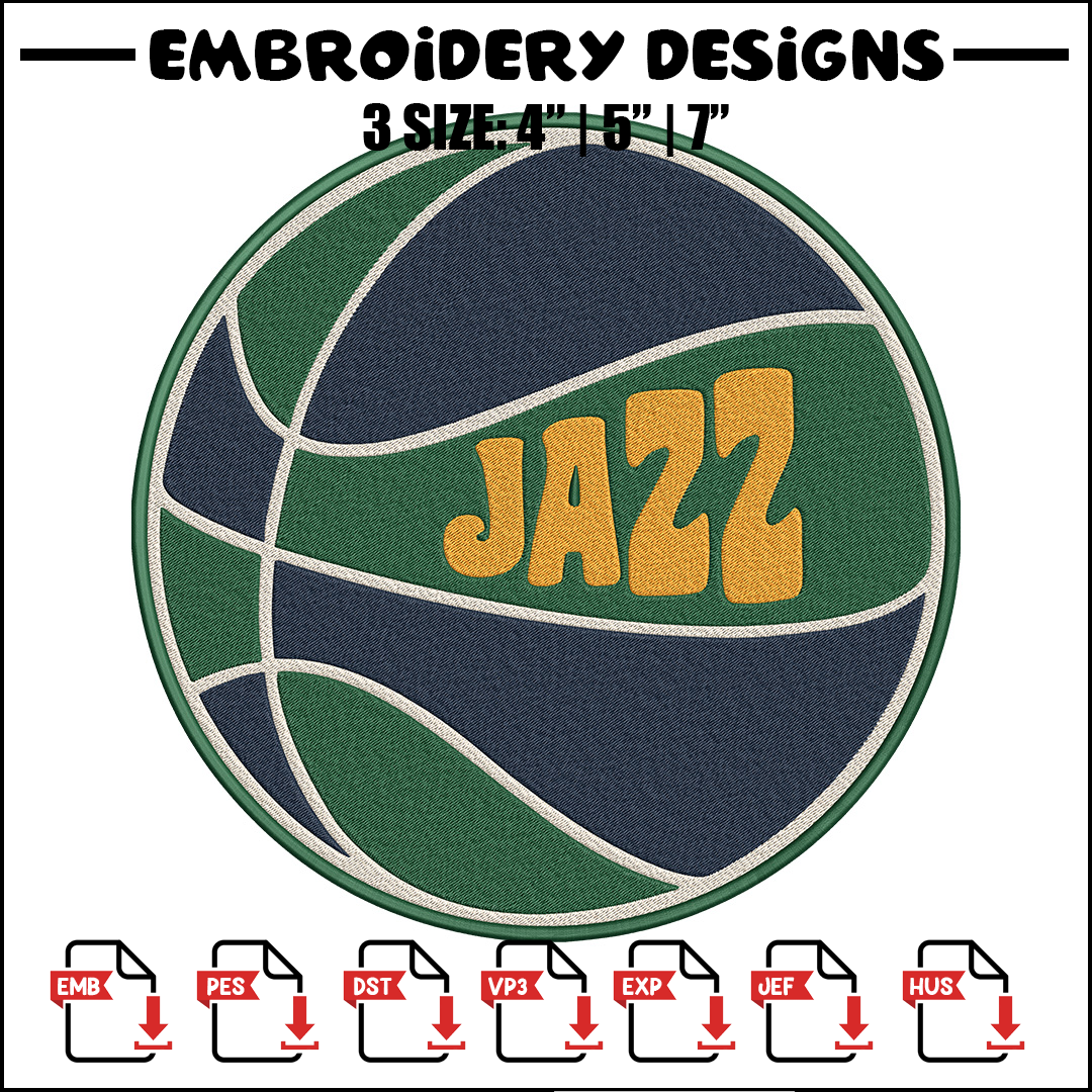 Utah Jazz logo embroidery design, NBA embroidery, Sport embr - Inspire ...