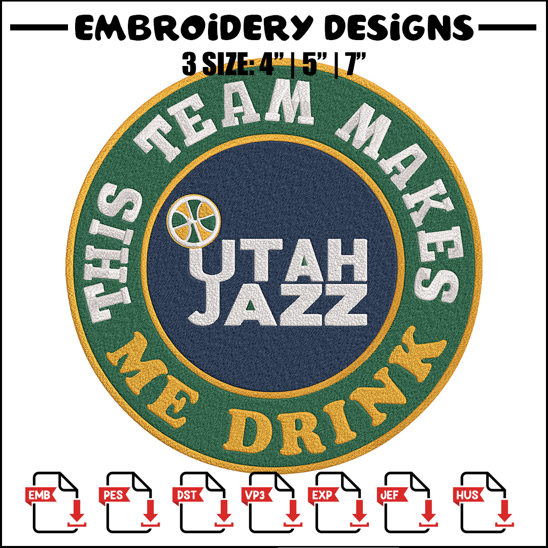 Utah Jazz logo embroidery design, NBA embroidery,Sport embro | Inspire ...