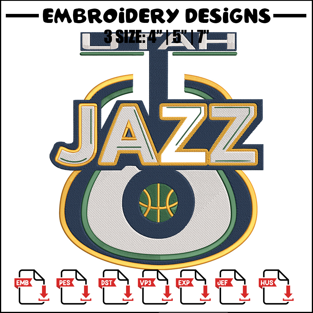 Utah Jazz logo embroidery design, NBA embroidery,Sport embro | Inspire ...