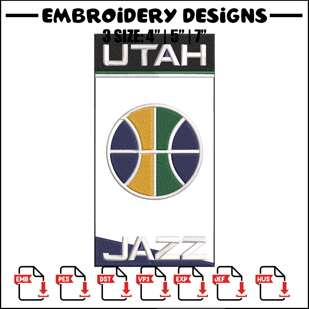 Utah Jazz logo embroidery design,NBA embroidery, Sport embro - Inspire ...