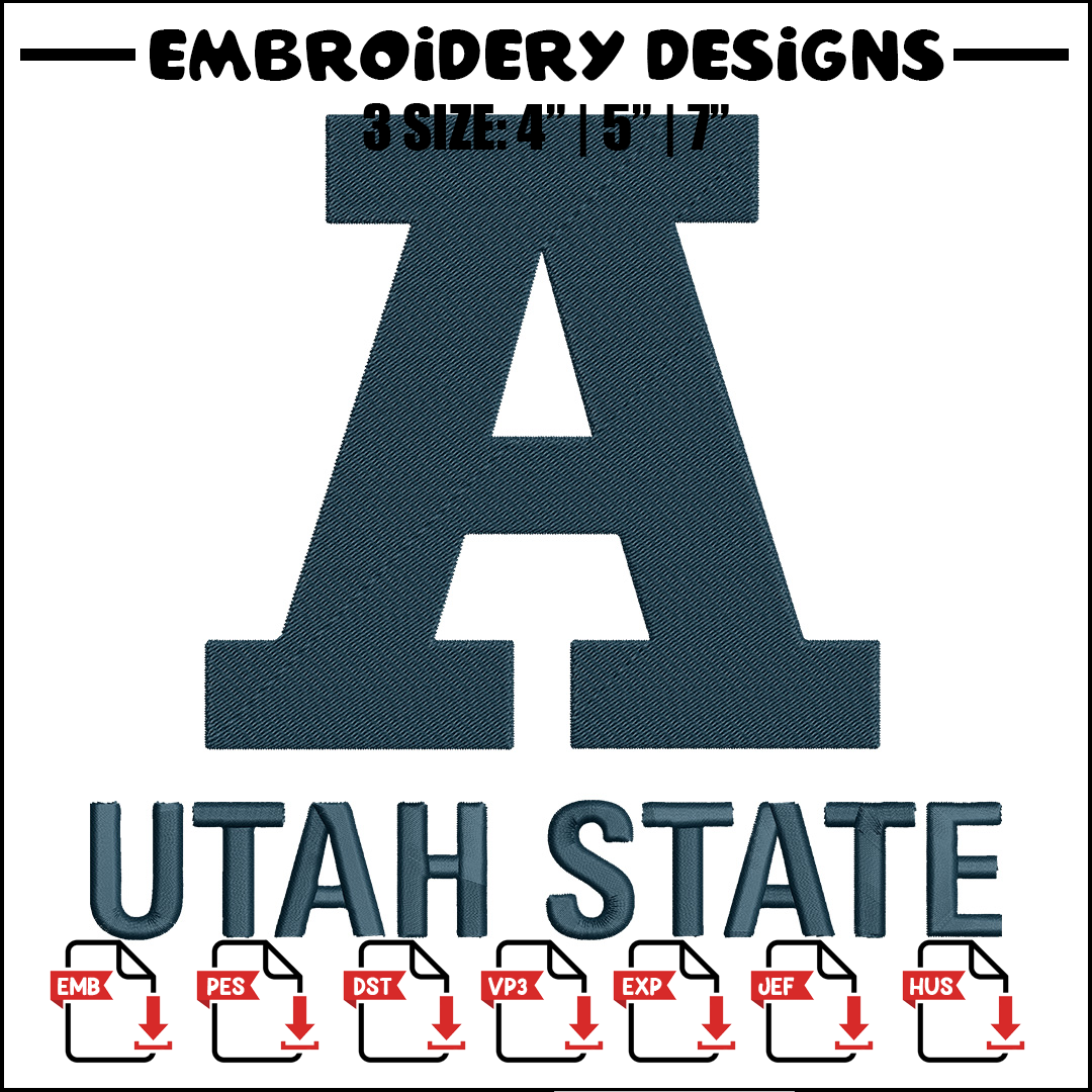 Utah State logo embroidery design, NCAA embroidery, Sport em - Inspire ...