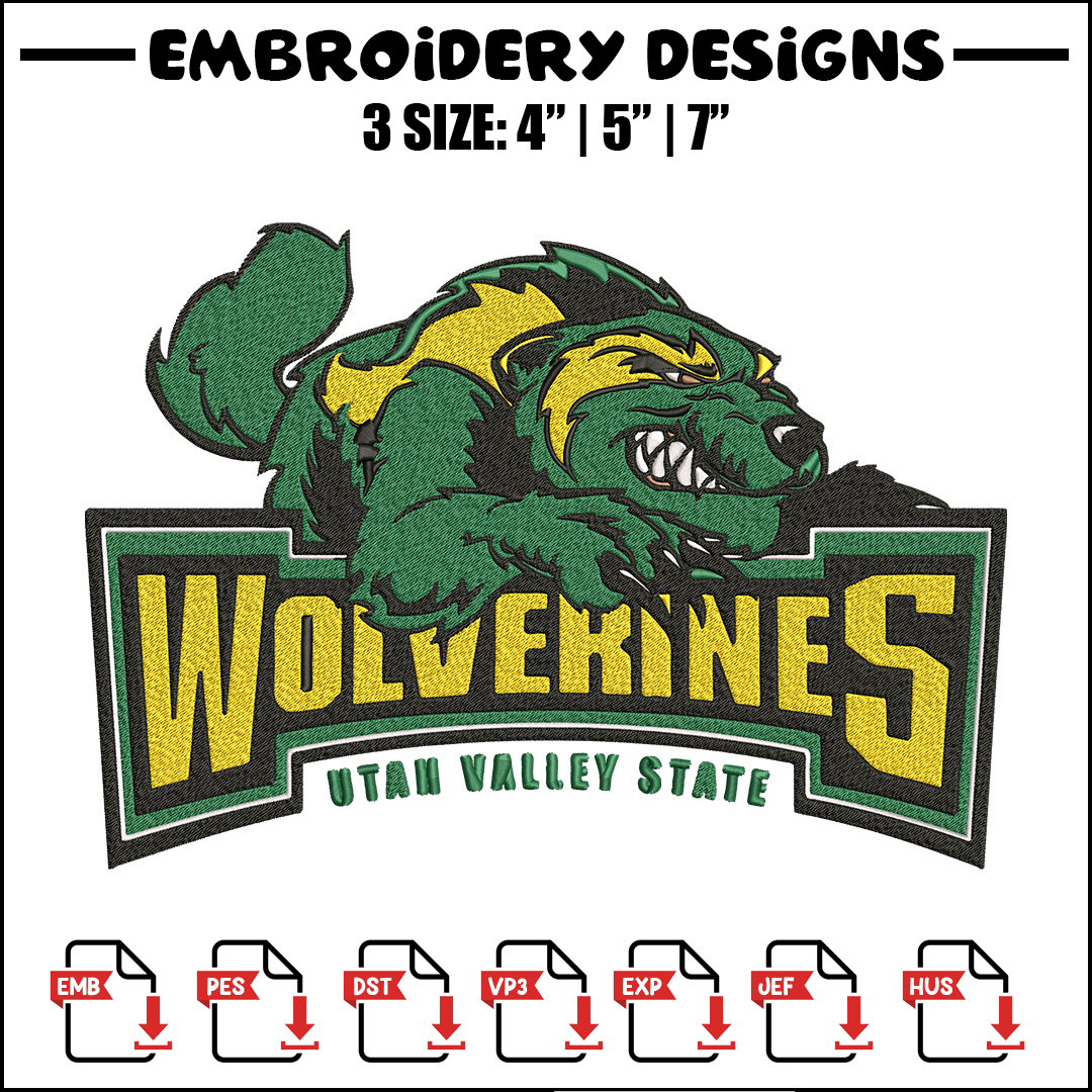 Utah Valley Wolverines logo embroidery design,NCAA embroider | Inspire ...