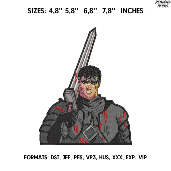 Guts Berserk Sword Embroidery Design | Inspire Uplift