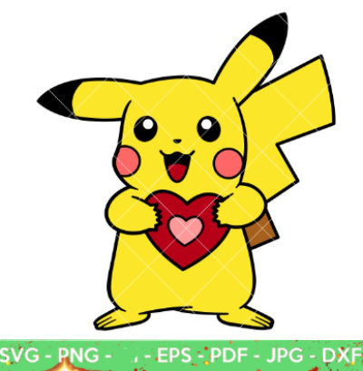 Pikachu Valentine SVG, Pikachu Heart SVG, Holding Heart SVG, | Inspire ...