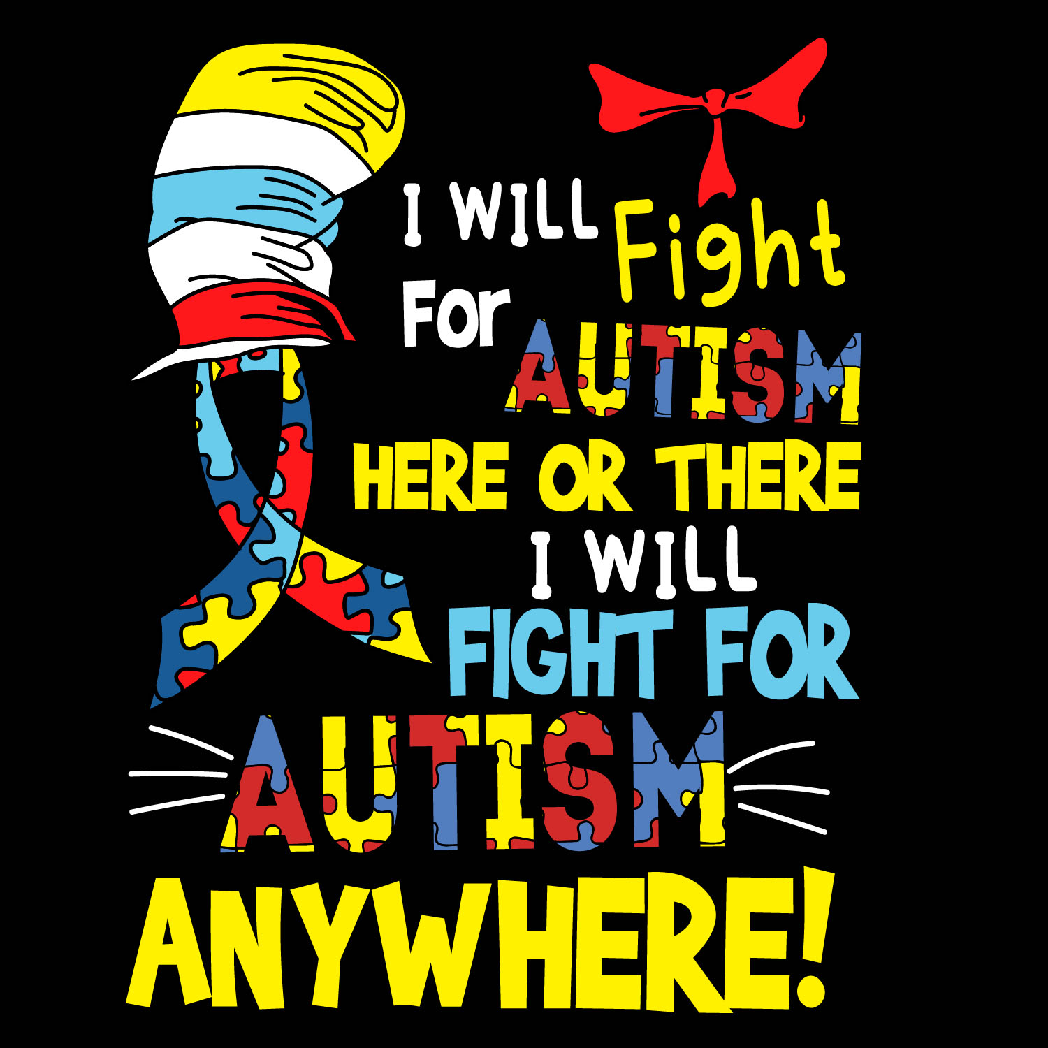 I Will Fight For Autism Cat In The Hat Autims Awareness Svg, | Inspire ...