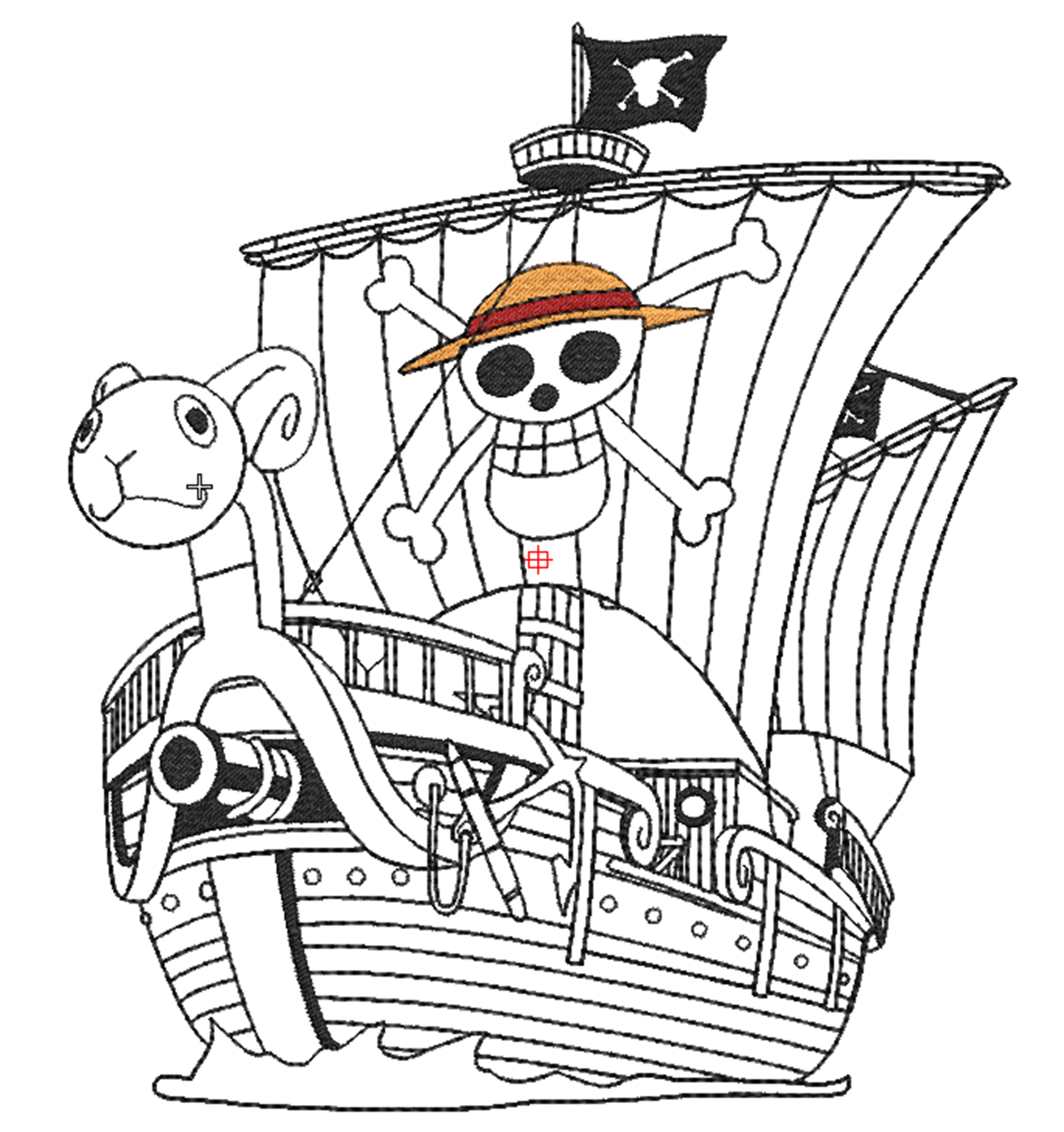 Pirate Ship, Sunny, Luffy, Machine Embroidery Design, Instan | Inspire ...