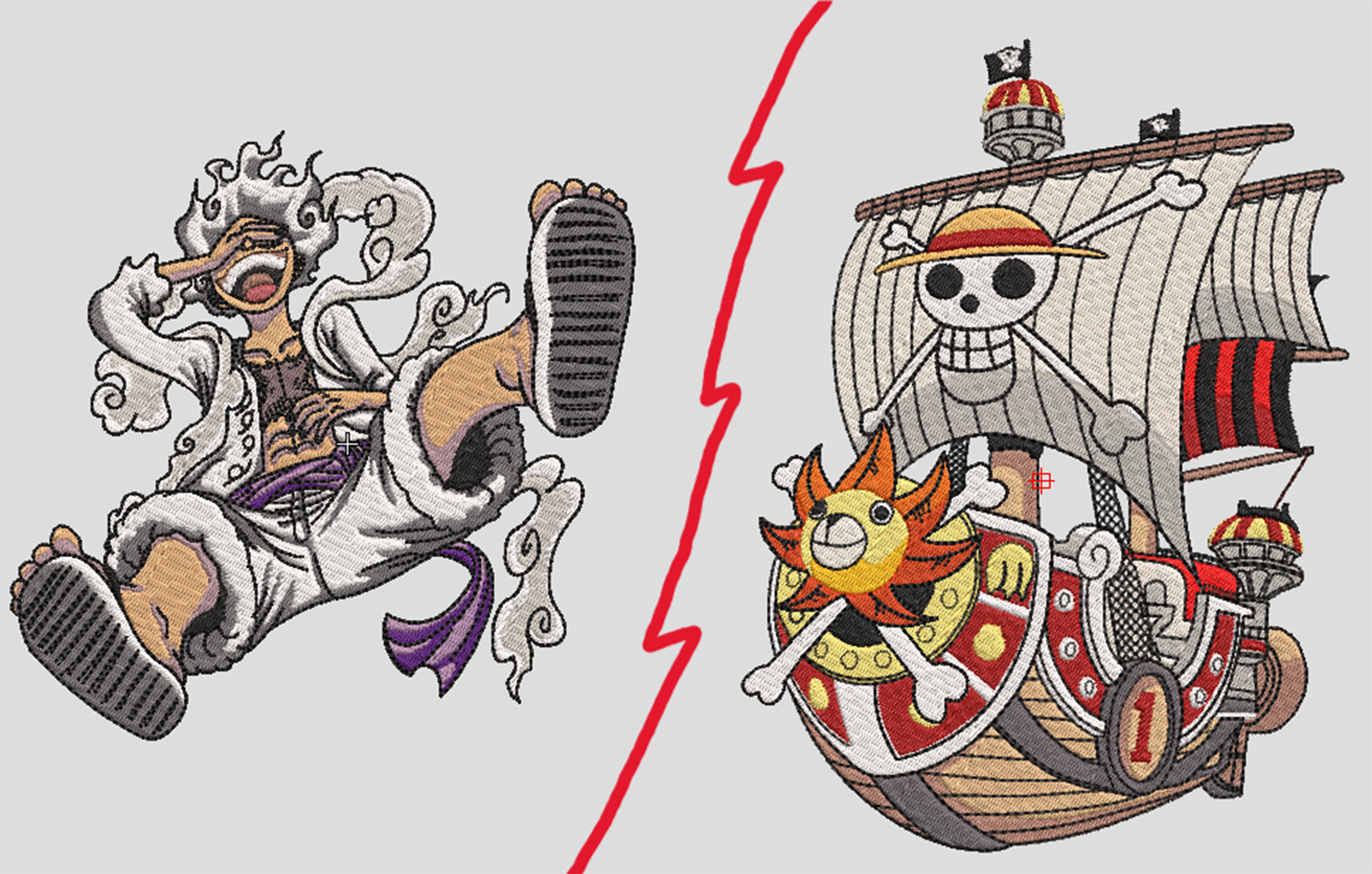Luffy & Sunny, Pirate Ship, Set, Machine Embroidery Design, | Inspire ...