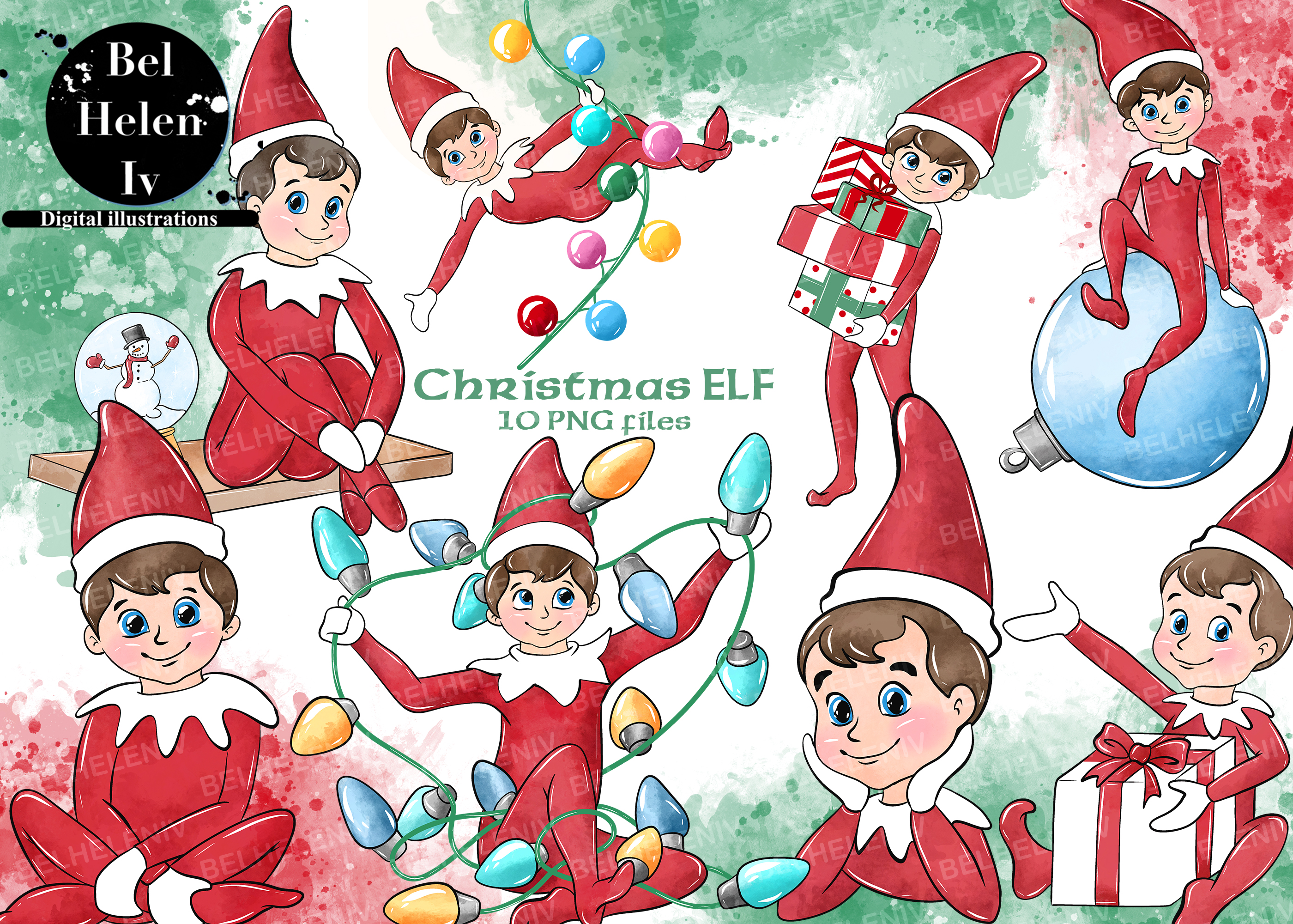 Christmas elf clip art, Christmas elf watercolor - Inspire Uplift