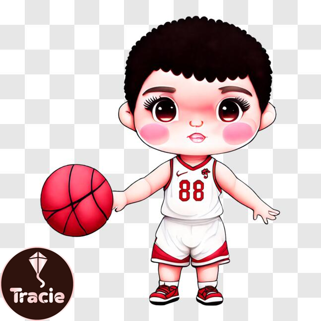 Cartoon Basketball Player with Number 8 PNG | Inspire Uplift