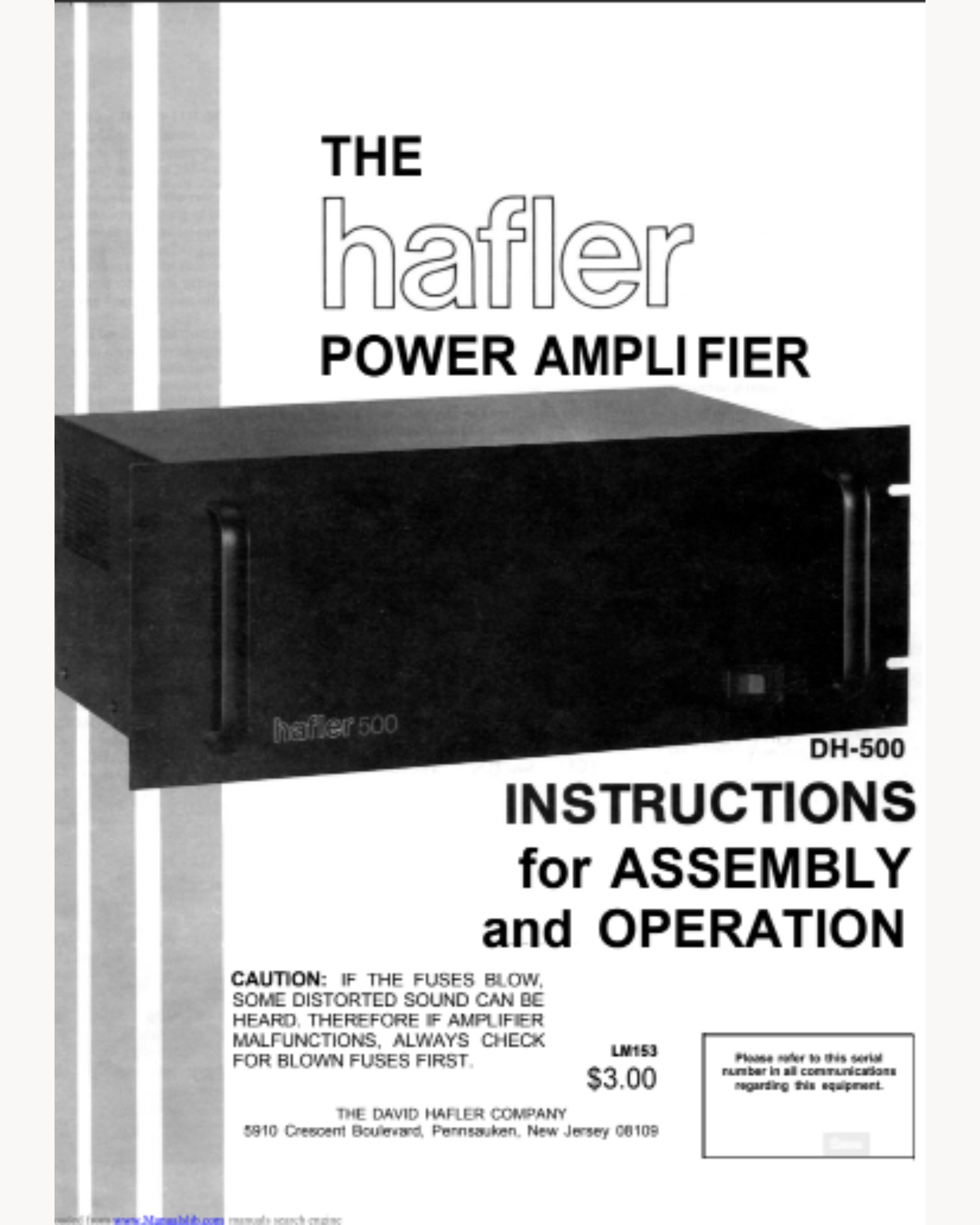 hafler p500 professional power amplifier instructions servic | Inspire ...