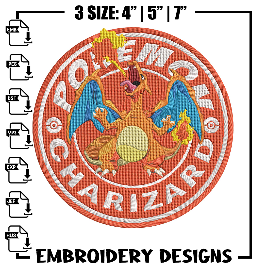 Charizard Embroidery Design, Pokemon Embroidery, Embroidery | Inspire ...