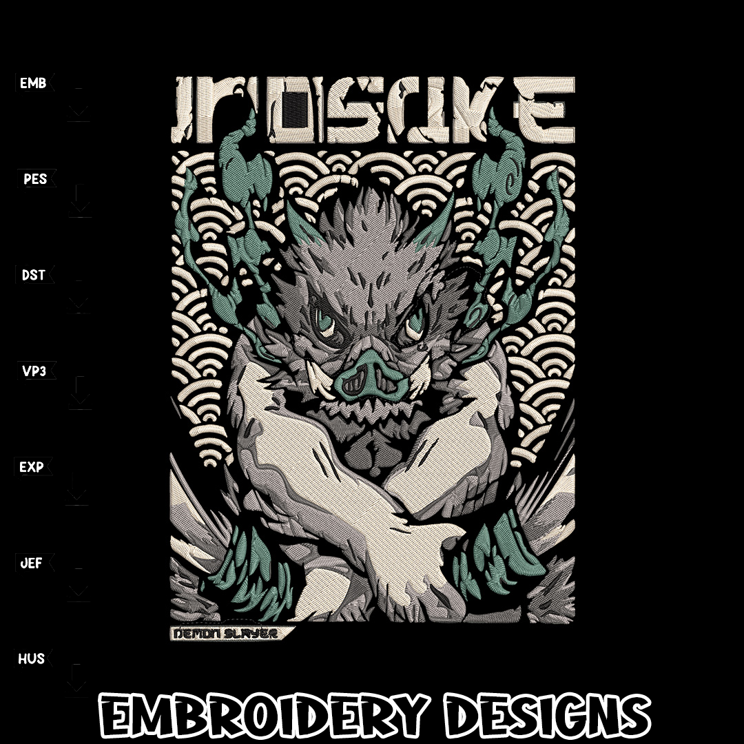 Inosuke poster Embroidery Design, Demon slayer Embroidery, E - Inspire ...