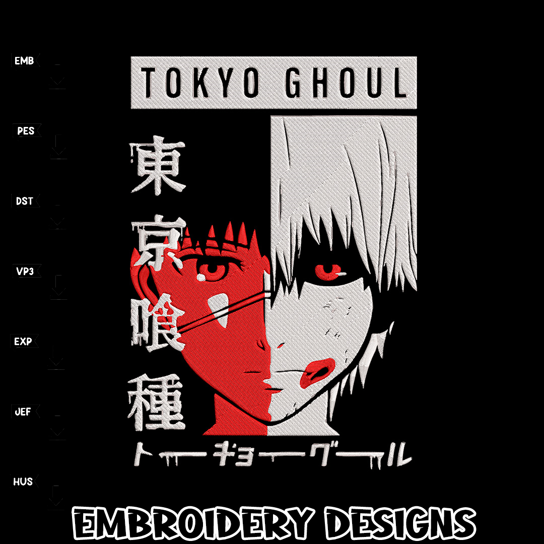 Ken Kaneki Poster Embroidery Design Tokyo Ghoul Embroidery Inspire Uplift