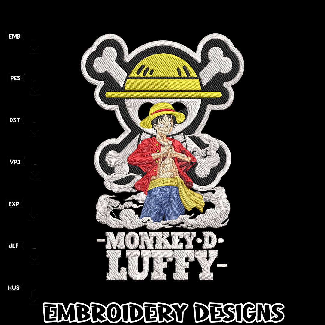 Monkey D Luffy Embroidery Design,One piece Embroidery, Embro - Inspire ...