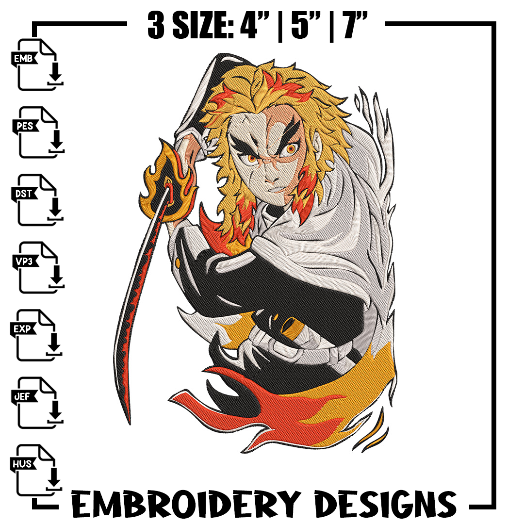 Rengoku poster Embroidery Design, Demon slayer Embroidery, E | Inspire ...