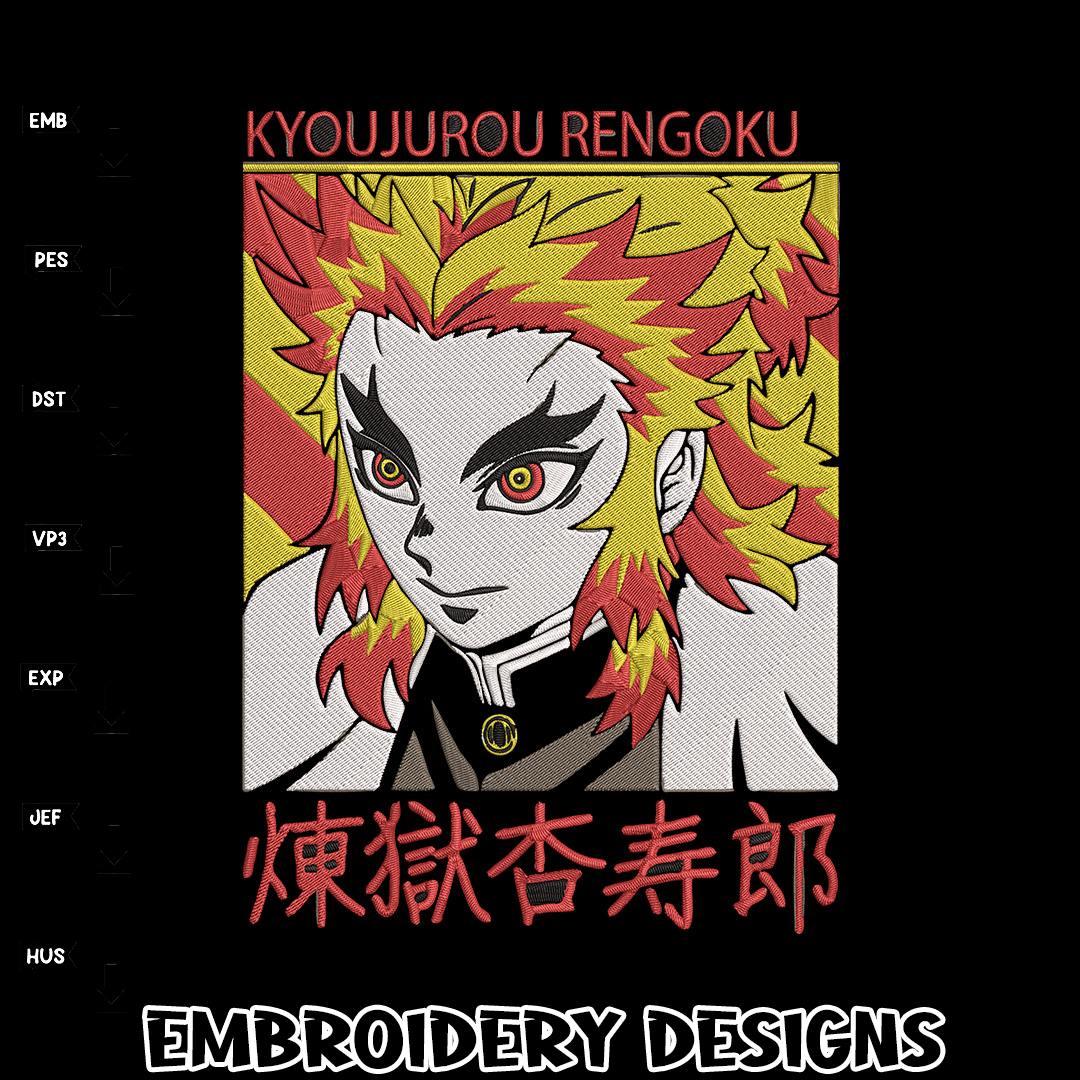 Rengoku Poster Embroidery Design,Demon slayer Embroidery, Em | Inspire ...