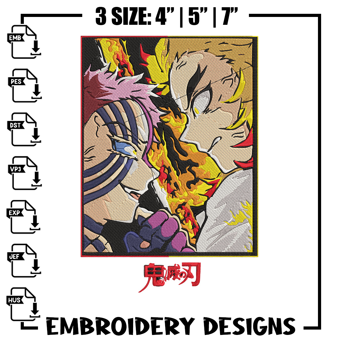 Rengoku x Akaza Embroidery Design, Demon slayer Embroidery, - Inspire ...