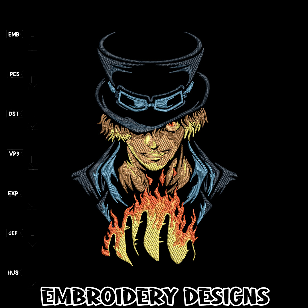 Sabo poster Embroidery Design,One piece Embroidery, Embroide | Inspire ...