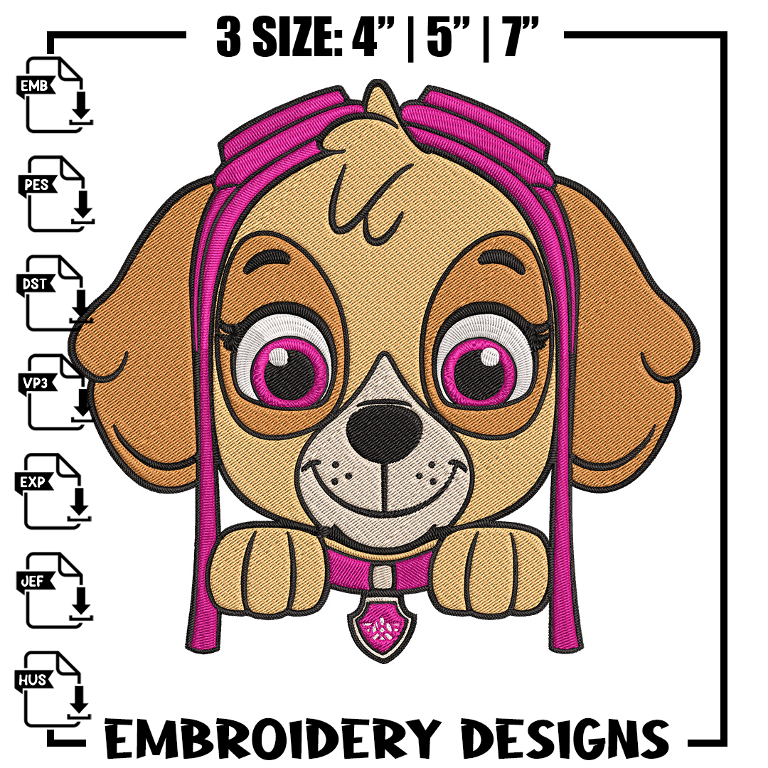 Skye dog Embroidery Design, Paw patrol Embroidery, Embroider | Inspire ...