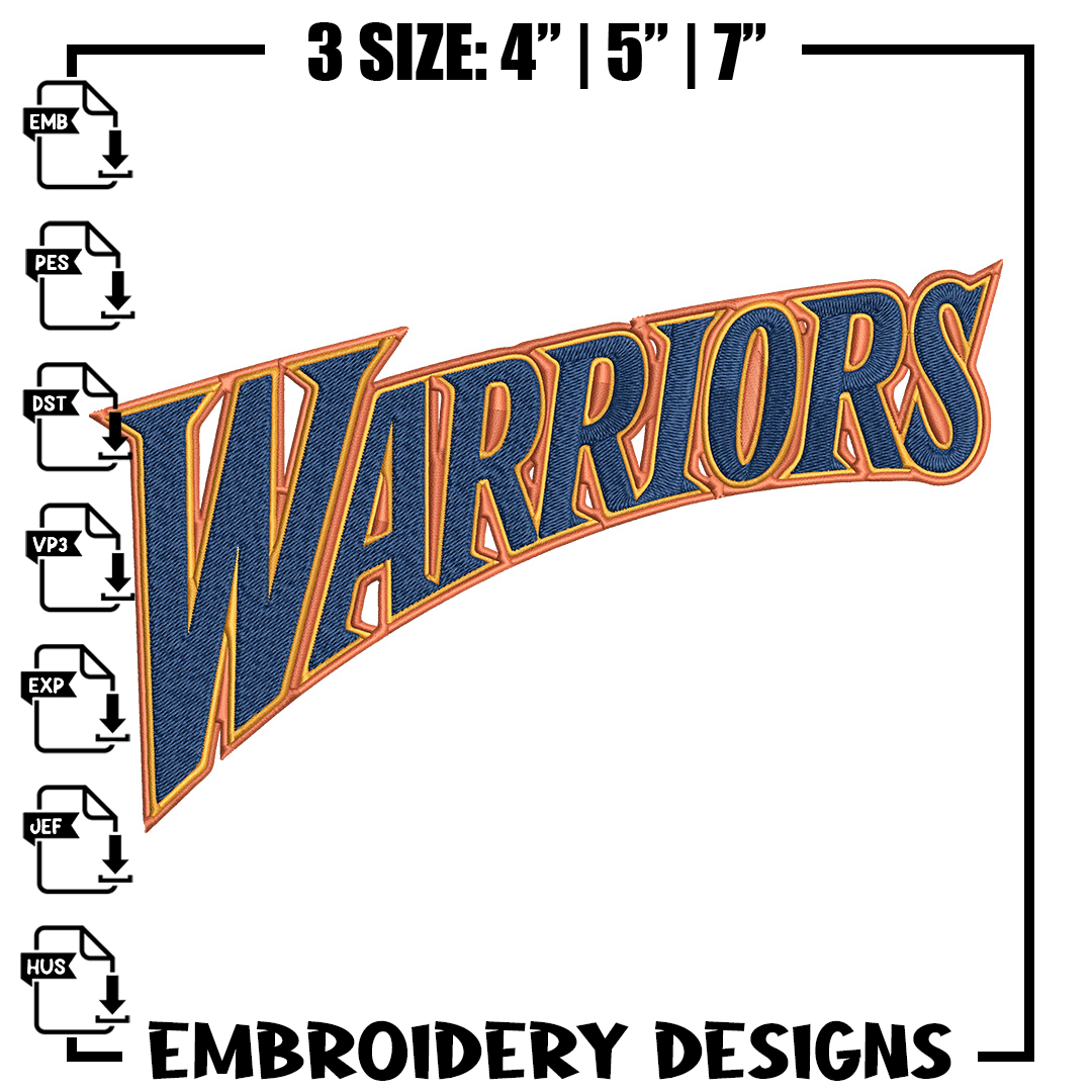 Golden State Warriors logo embroidery design, NBA embroidery | Inspire ...