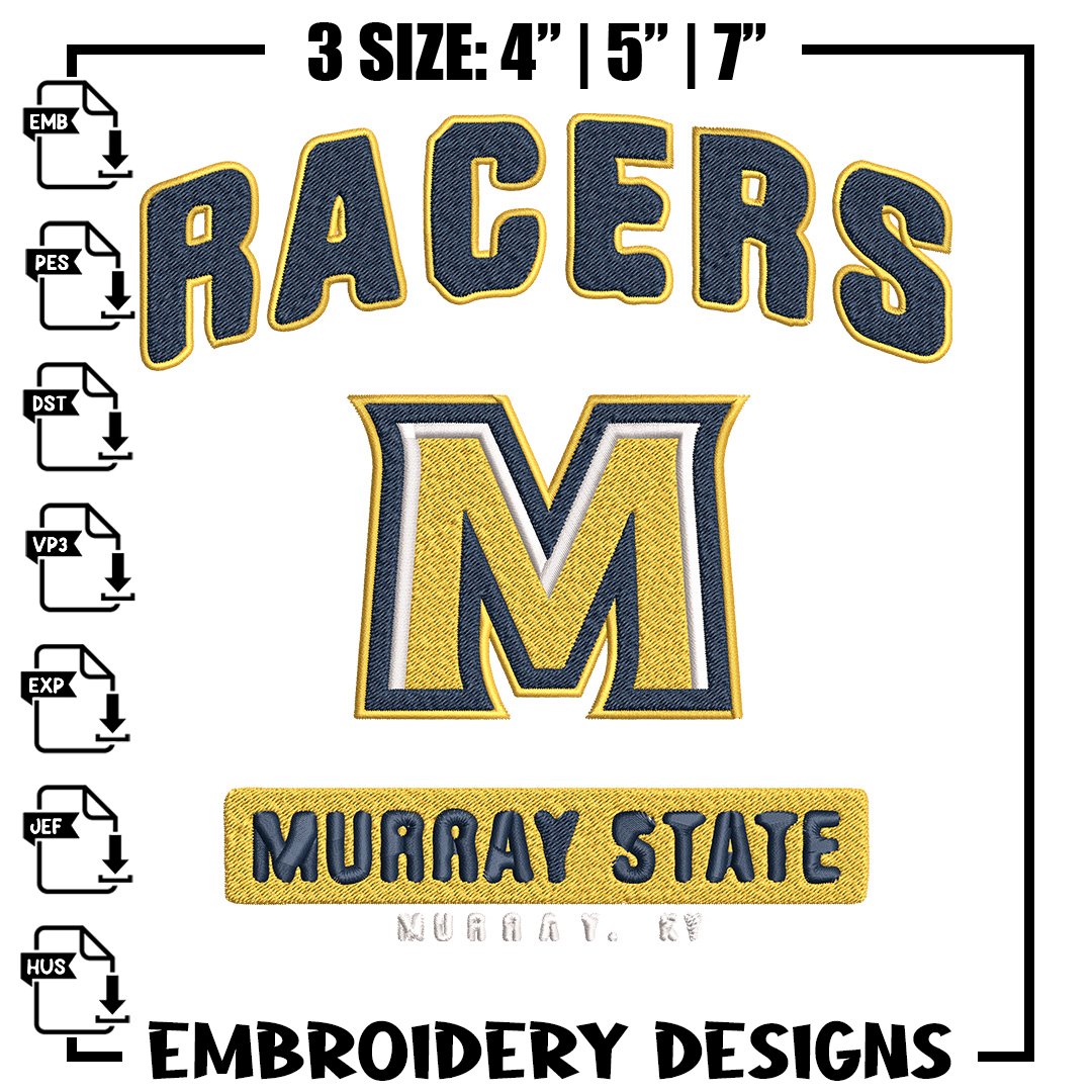 Murray State Racers logo embroidery design, NCAA embroidery, | Inspire ...