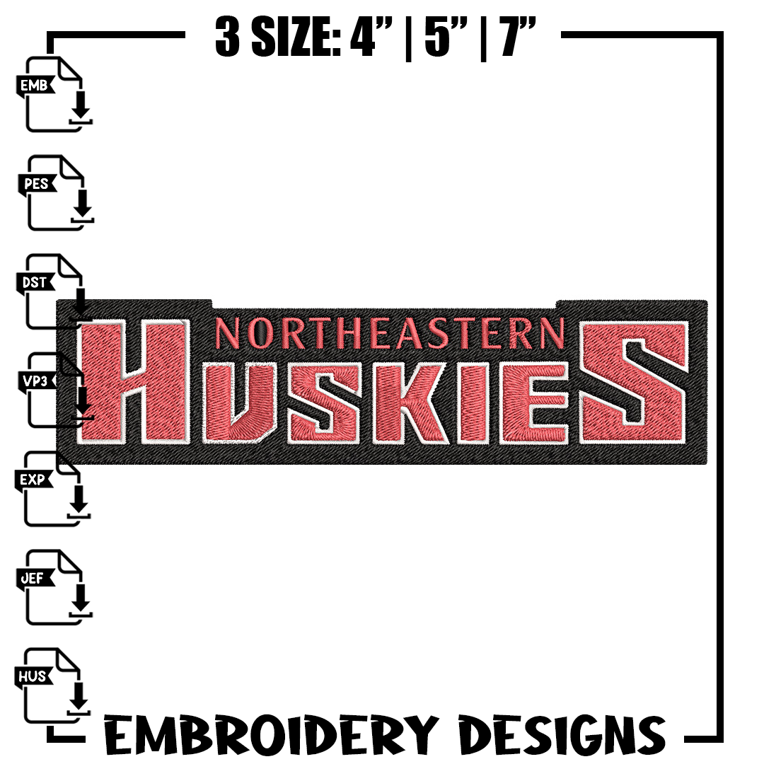 Northeastern Huskies logo embroidery design,NCAA embroidery, - Inspire ...