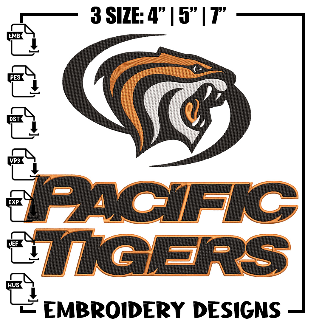 University of Pacific logo embroidery design, NCAA embroider - Inspire ...