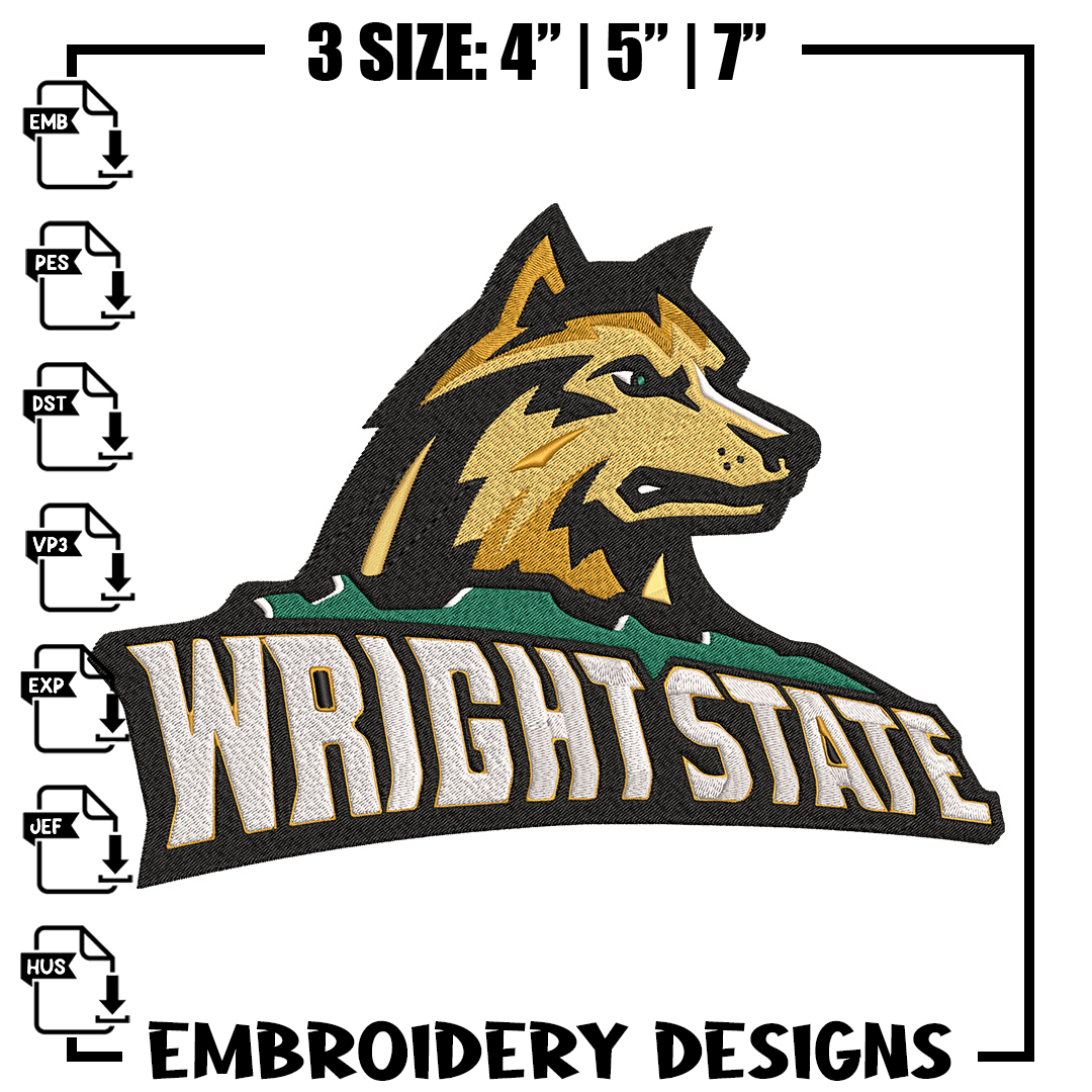 Wright State logo embroidery design, Sport embroidery, logo | Inspire ...