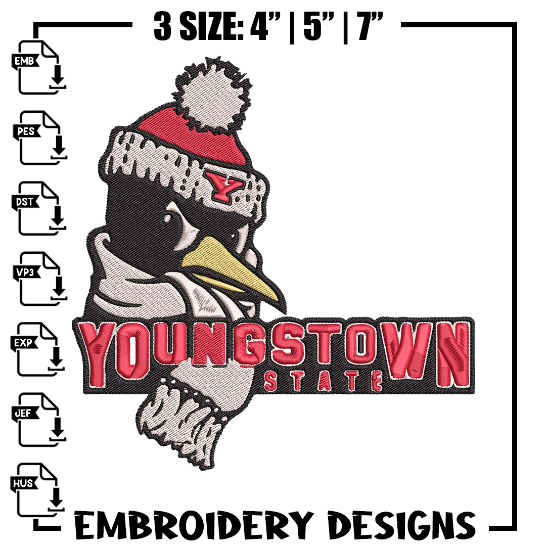 Youngstown State logo embroidery design, NCAA embroidery,Spo - Inspire ...