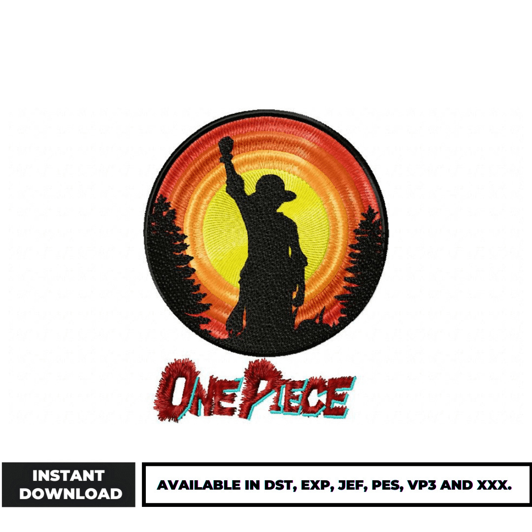 Luffy one piece circle embroidery design - Inspire Uplift