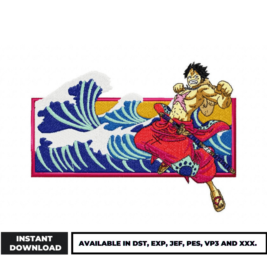 Luffy one piece wano embroidery design | Inspire Uplift