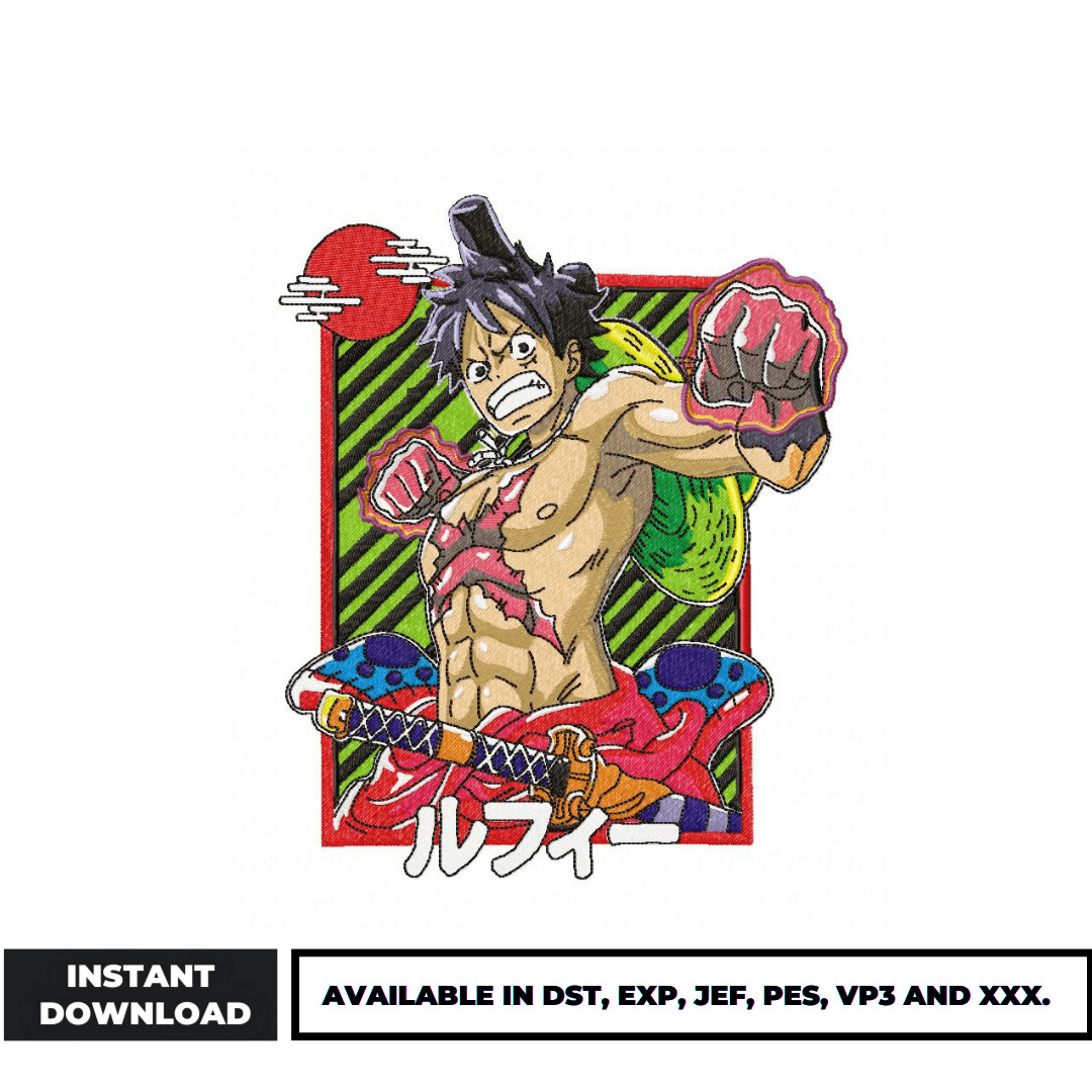 Luffy wano arc embroidery design (2) - Inspire Uplift