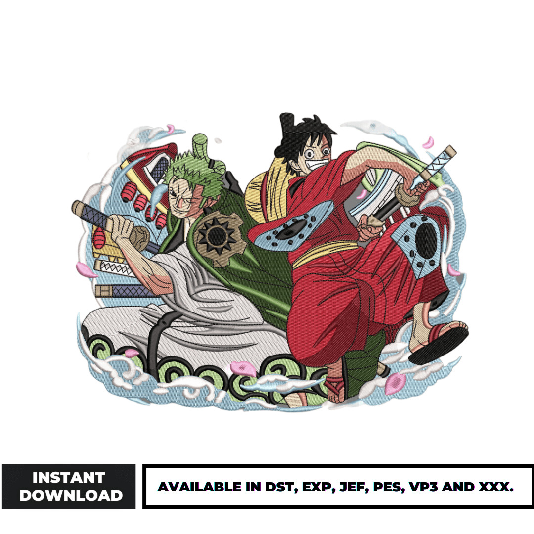 Luffy x zoro wano arc embroidery design - Inspire Uplift