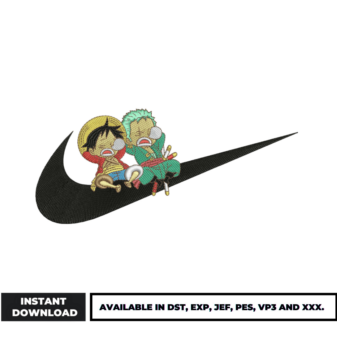 Luffy zoro chibi x nike embroidery design | Inspire Uplift