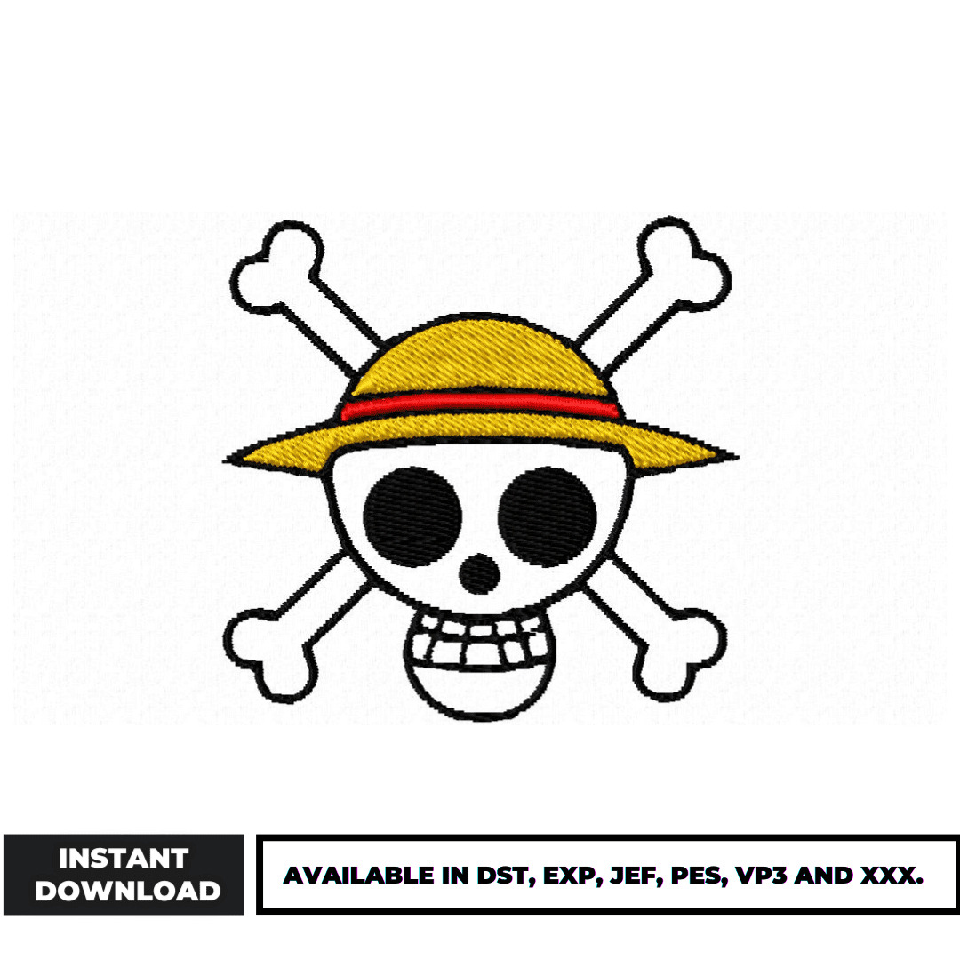 One piece luffy skull embroidery design | Inspire Uplift