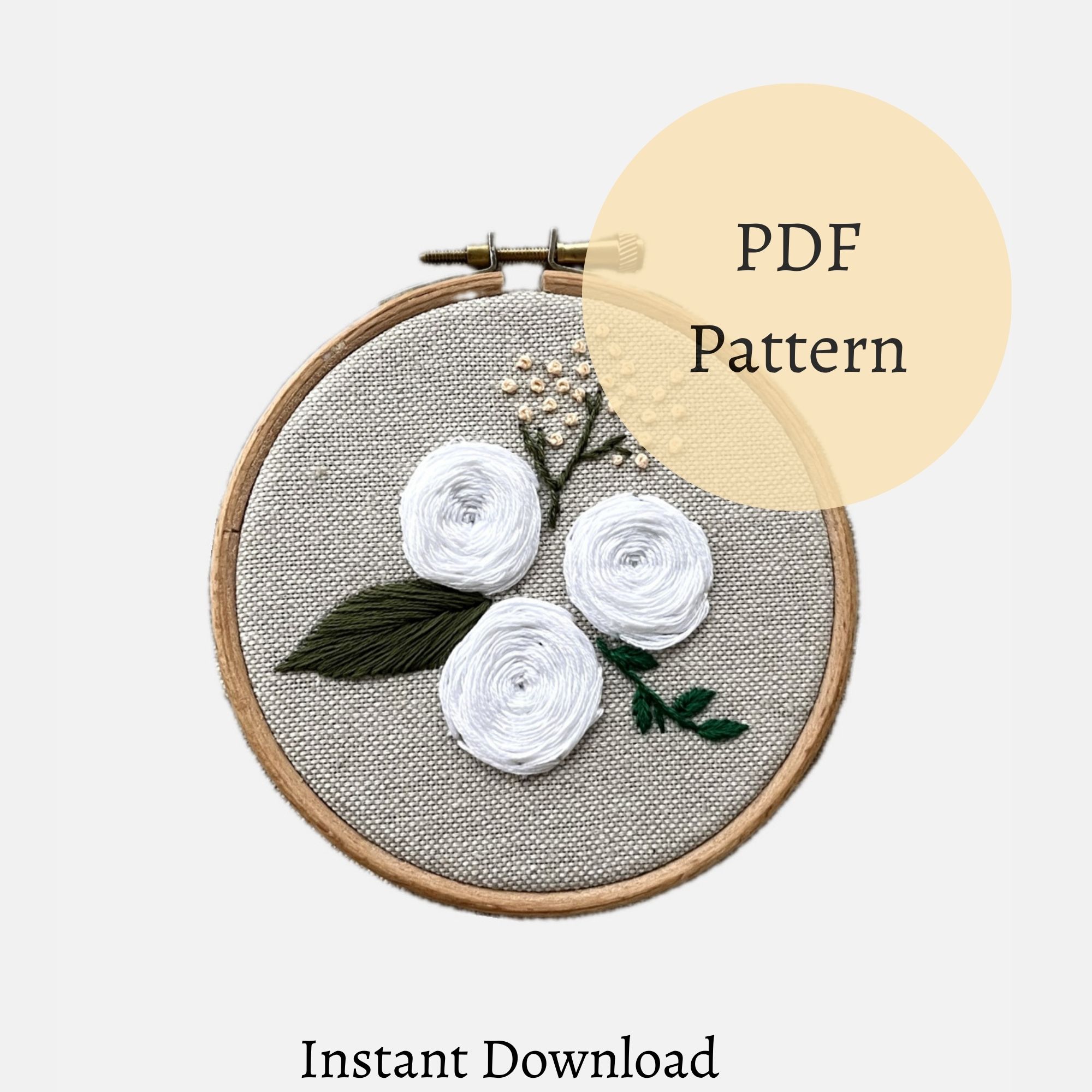 PDF Pattern -White Flowers Embroidery Pattern - Hand Embroid | Inspire ...