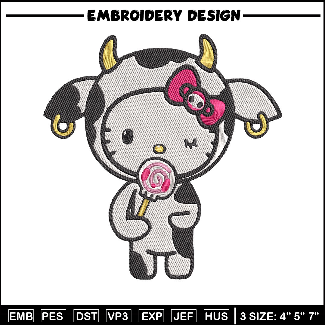 Hello kitty cow Embroidery Design, Hello kitty Embroidery, E - Inspire ...
