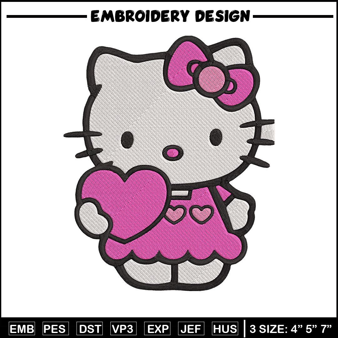 Hello kitty heart Embroidery Design, Hello kitty Embroidery, | Inspire ...