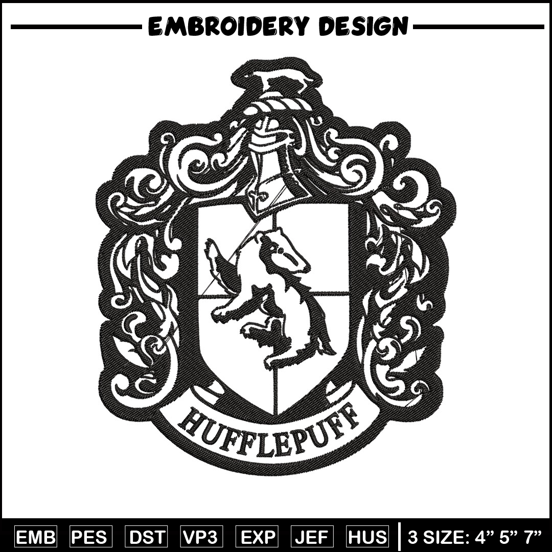 Hufflepuff Crest Embroidery Design, logo Embroidery, Embroid | Inspire ...