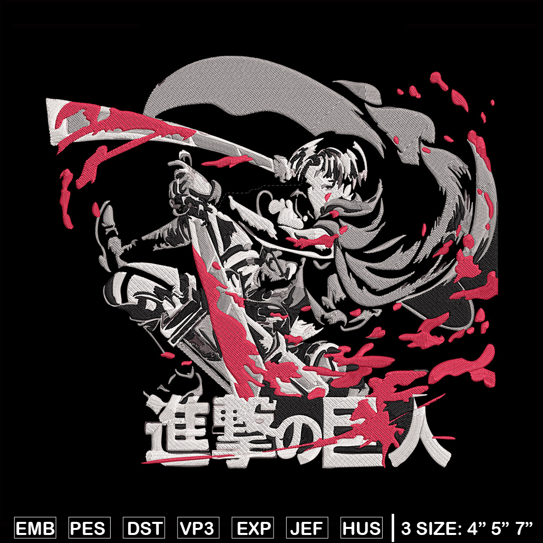 Levi poster Embroidery Design,Aot Embroidery, Embroidery Fil | Inspire ...