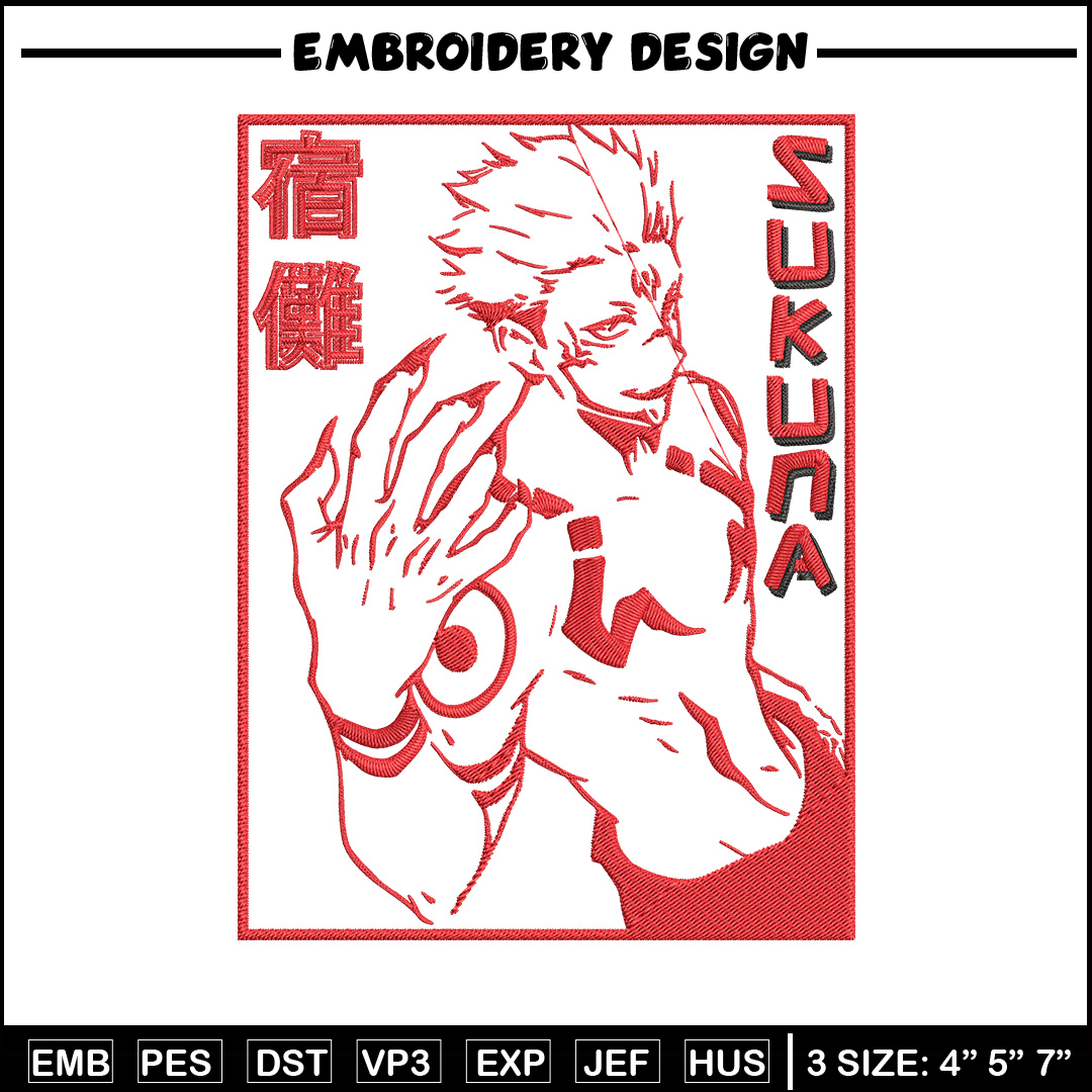 Sukuna poster Embroidery Design, Jujutsu Embroidery, Embroid | Inspire ...